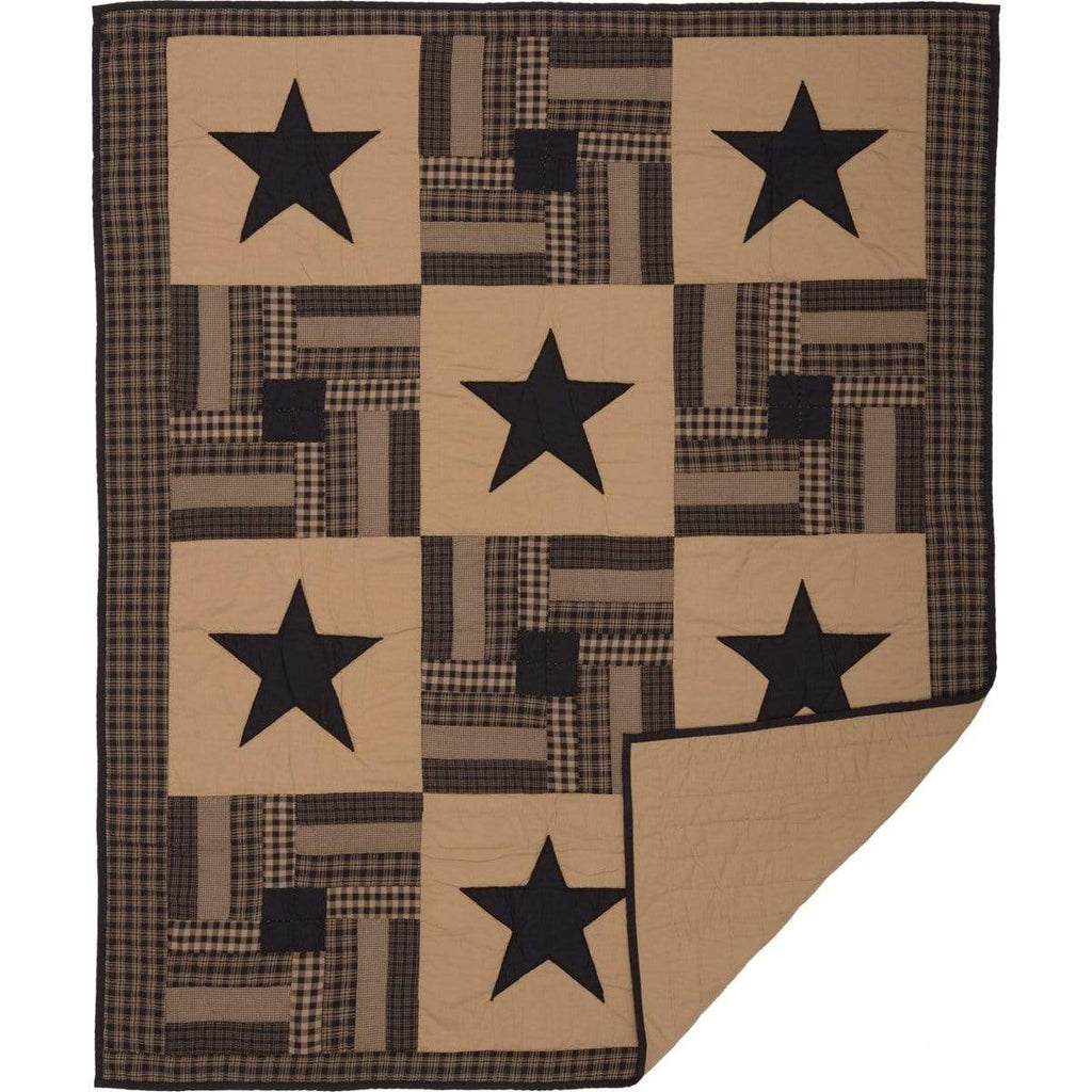 Black Check Star Quilted Throw 60x50